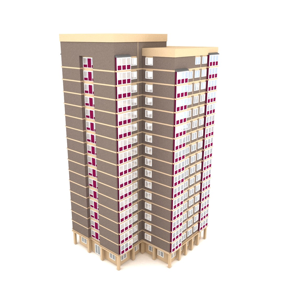 3d Model Block Flats Background