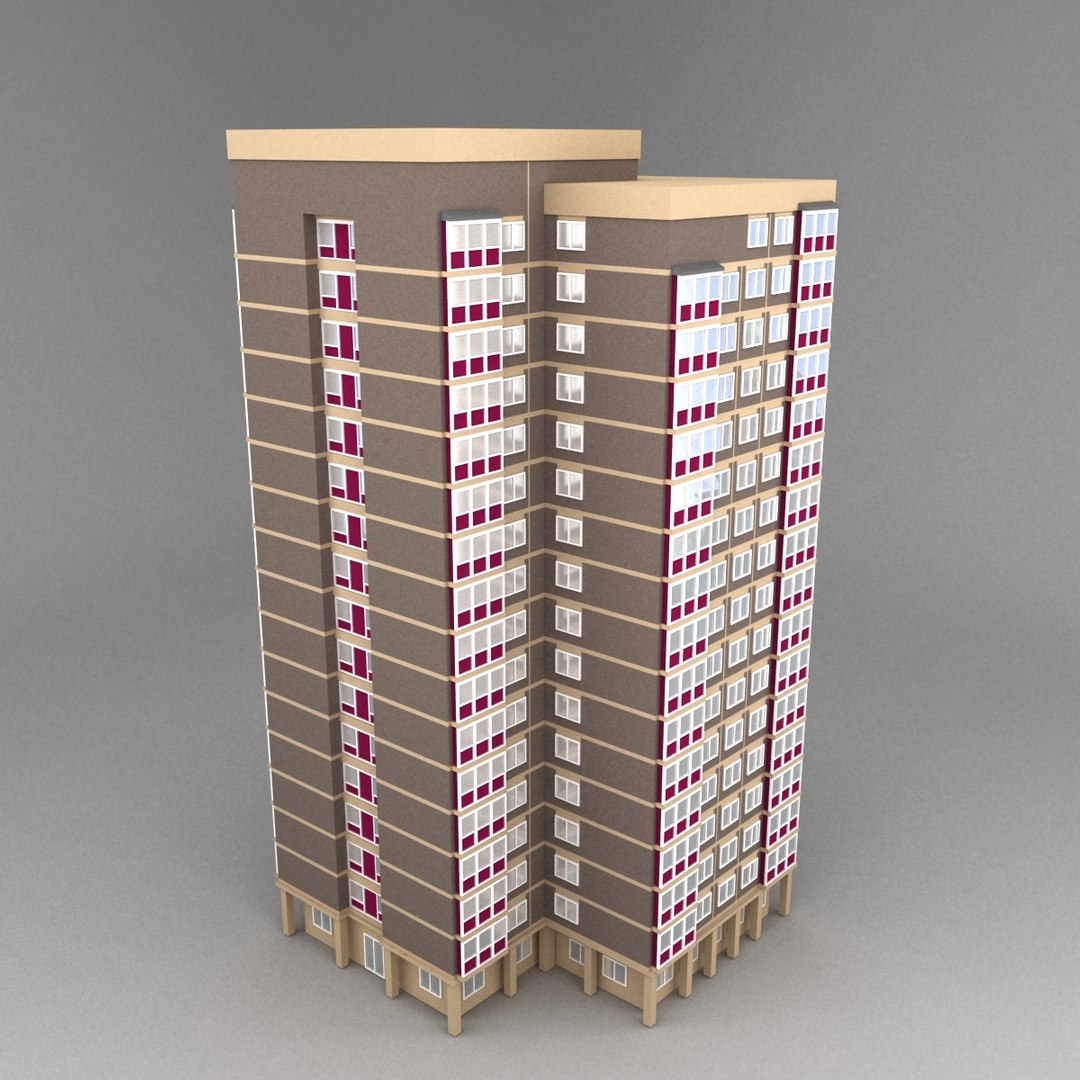 3d Model Block Flats Background