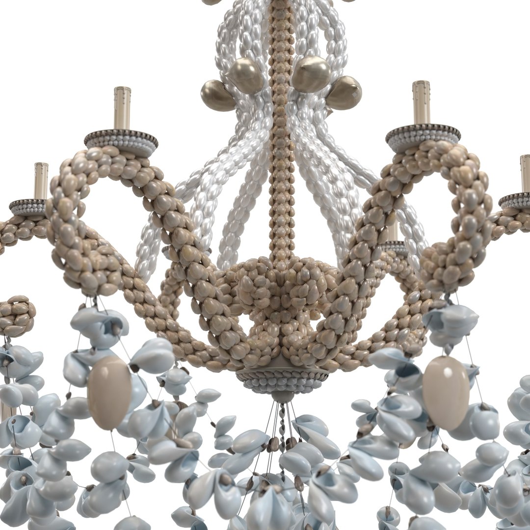 3D Vintage Palm Beach Shell Seashell 6 Light Chandelier PBR ...