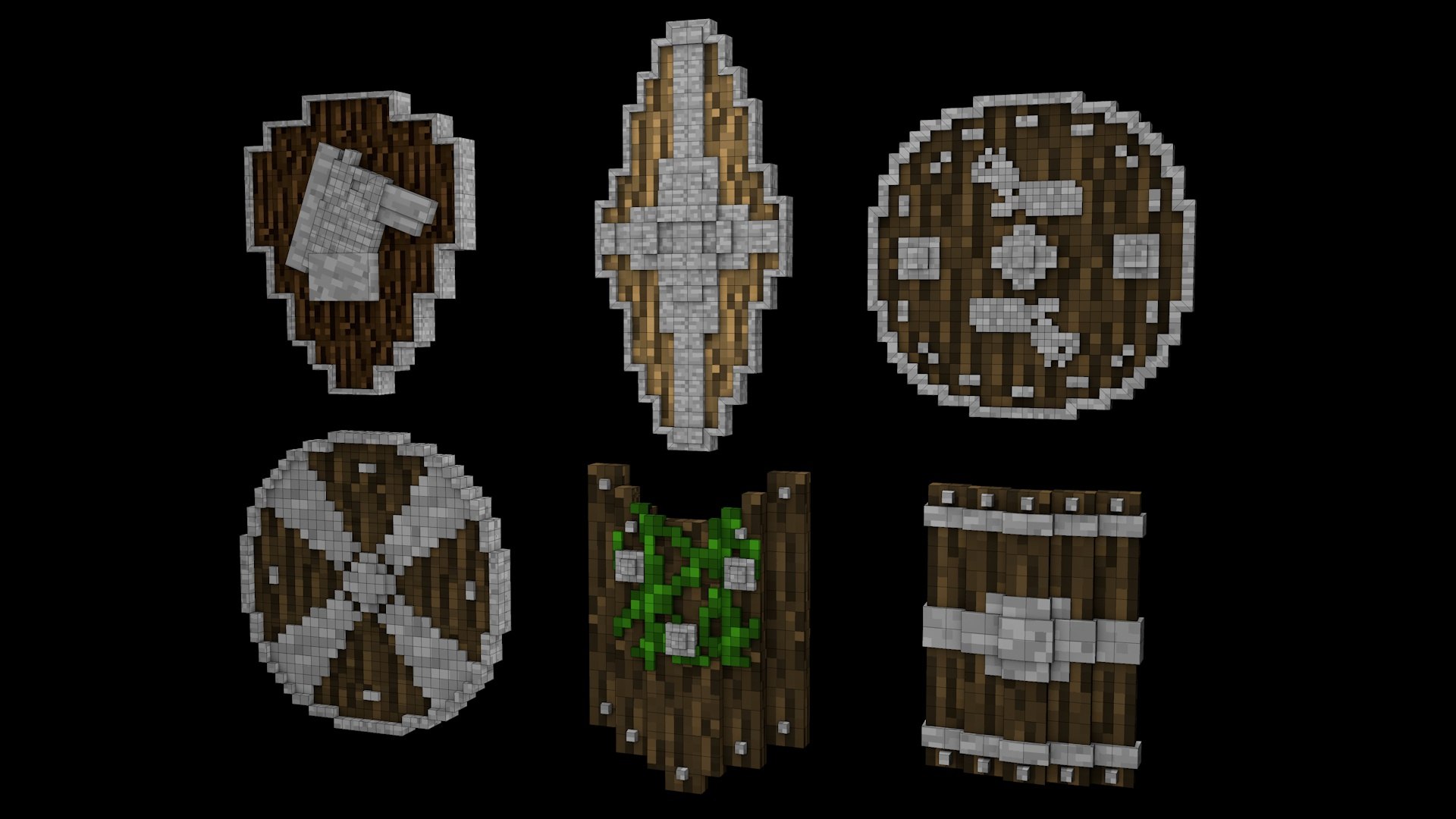 3d C4d Minecraft Shield Pack