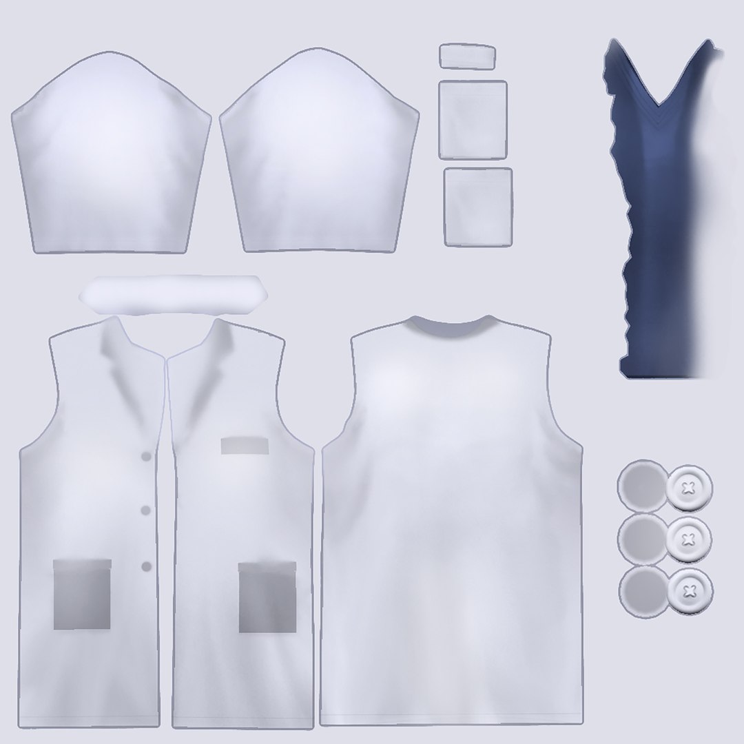 Mens Medical Scrub Top With Lab Coat Outfit 3D Model - TurboSquid 1916597