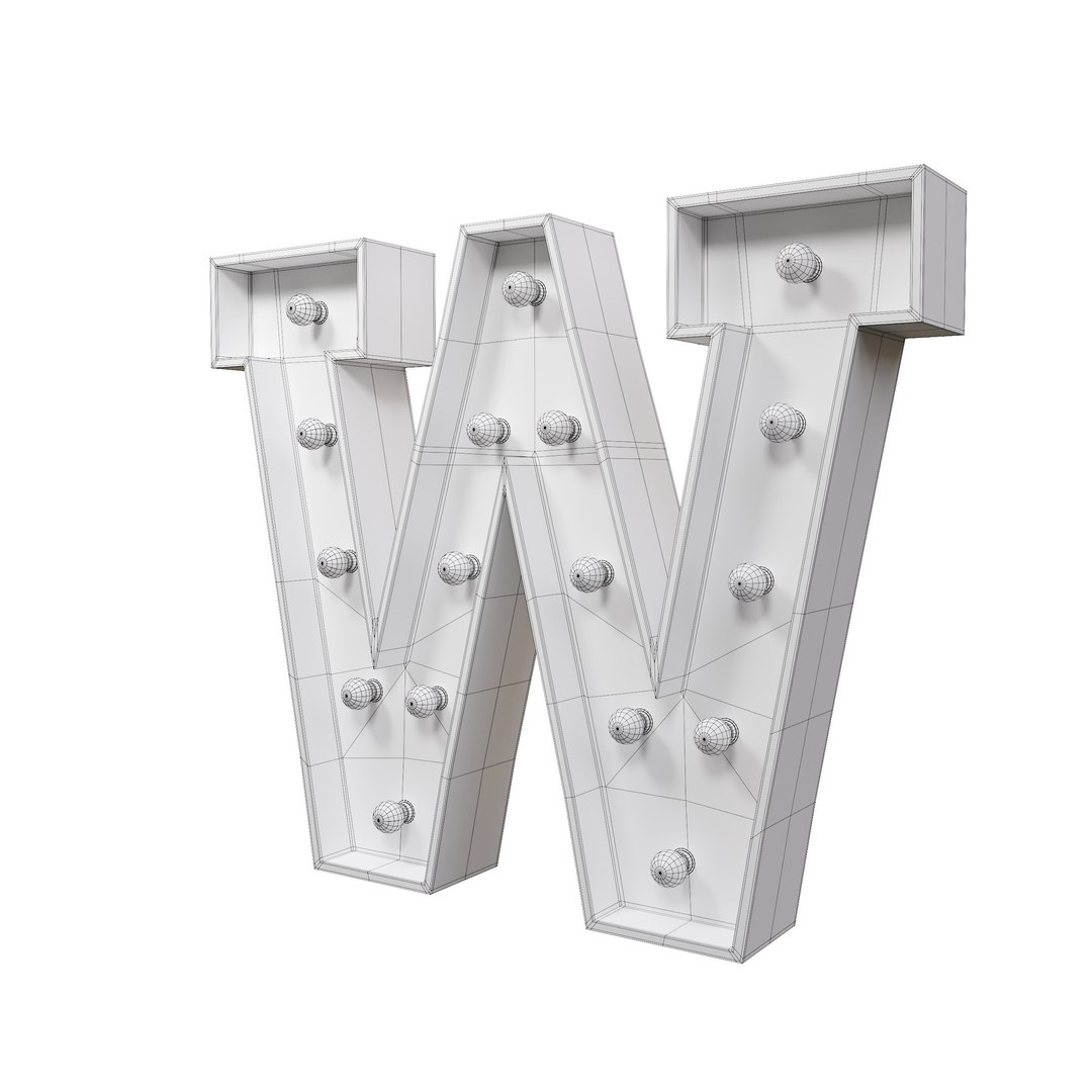 3D Marquee Letter W Glow Sign 3dmodel - TurboSquid 1975771