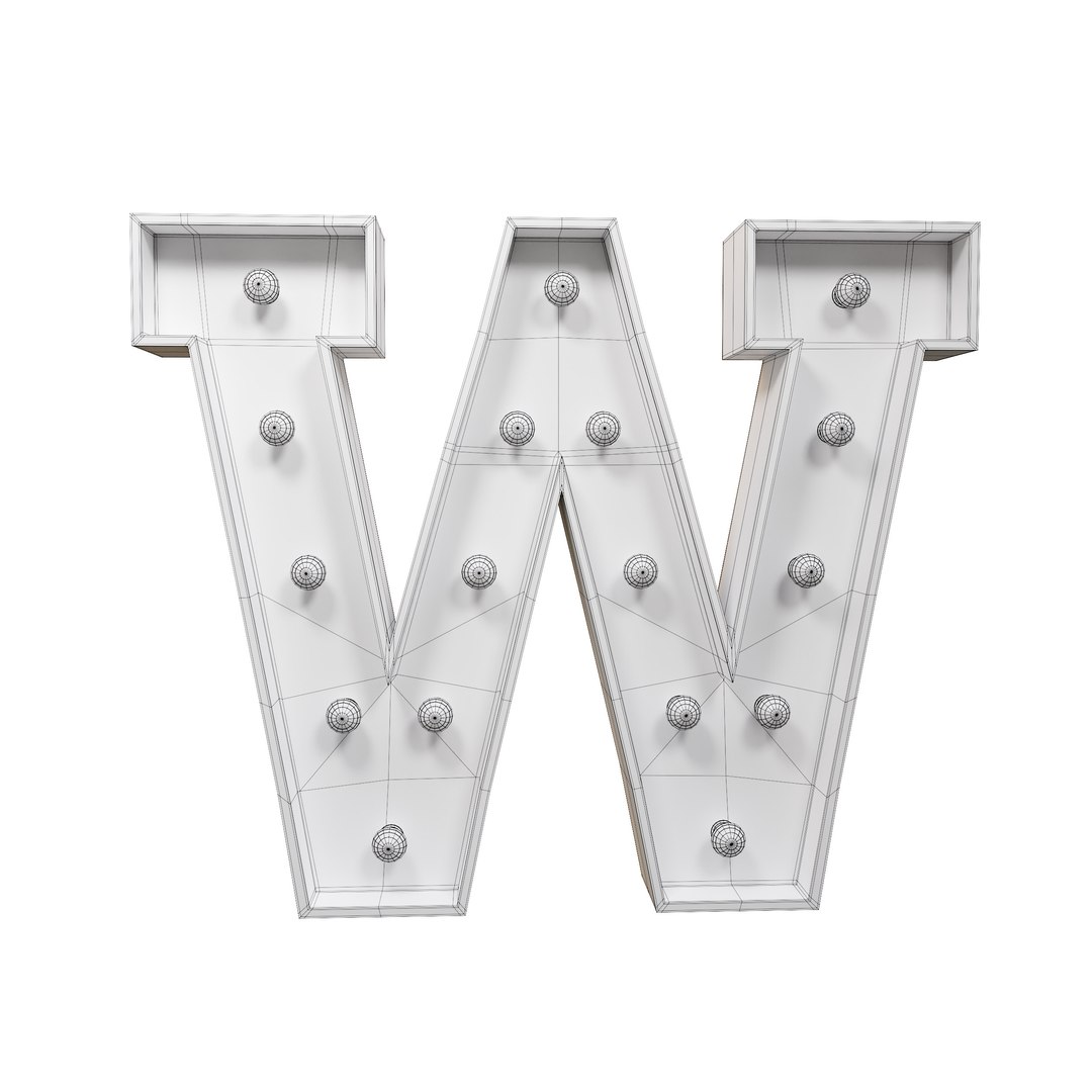 3D Marquee Letter W Glow Sign 3dmodel - TurboSquid 1975771