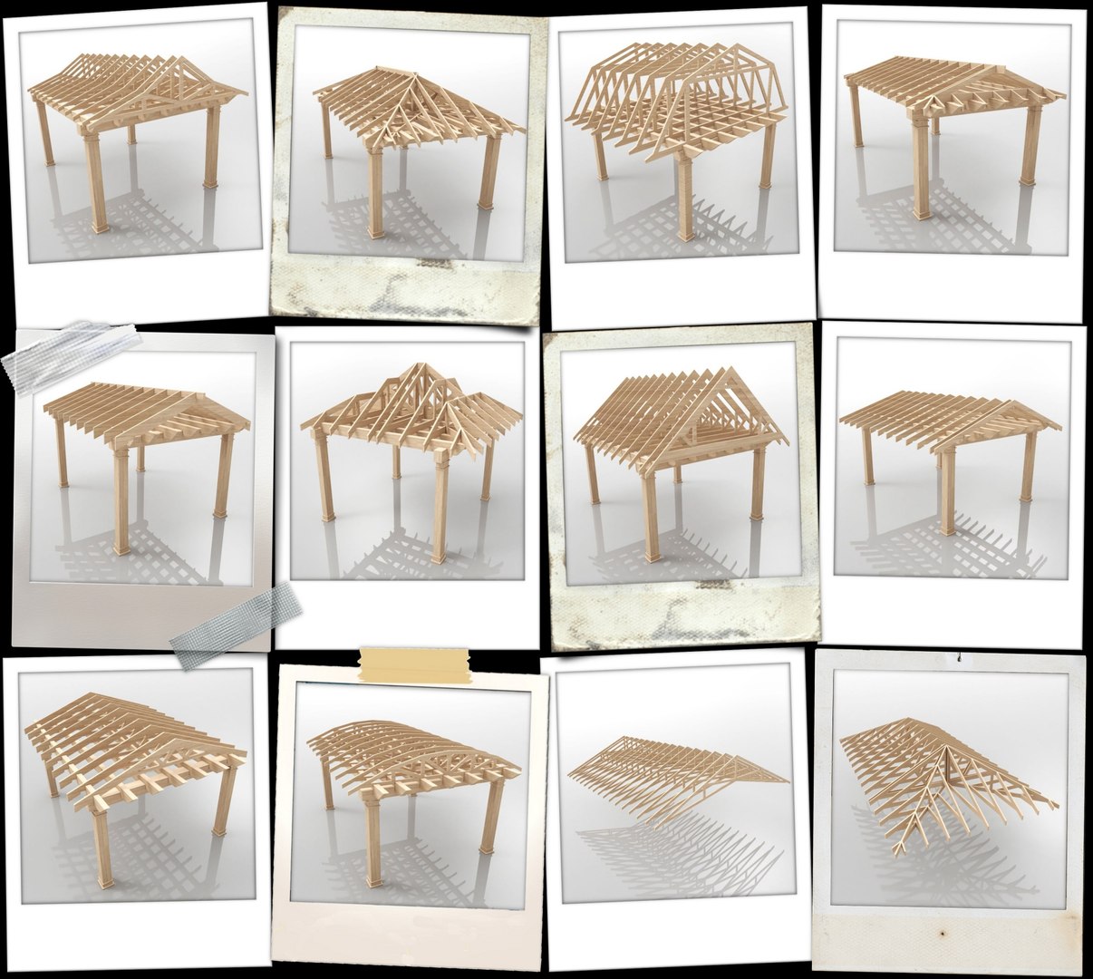 3D Wood Roof Collections Model - TurboSquid 1831291