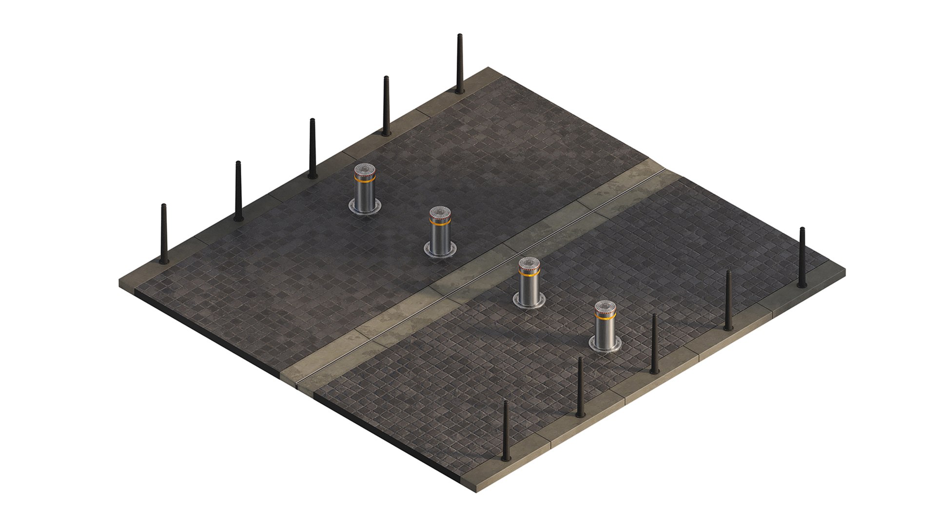 Road With Bollards 3D Model - TurboSquid 2253736