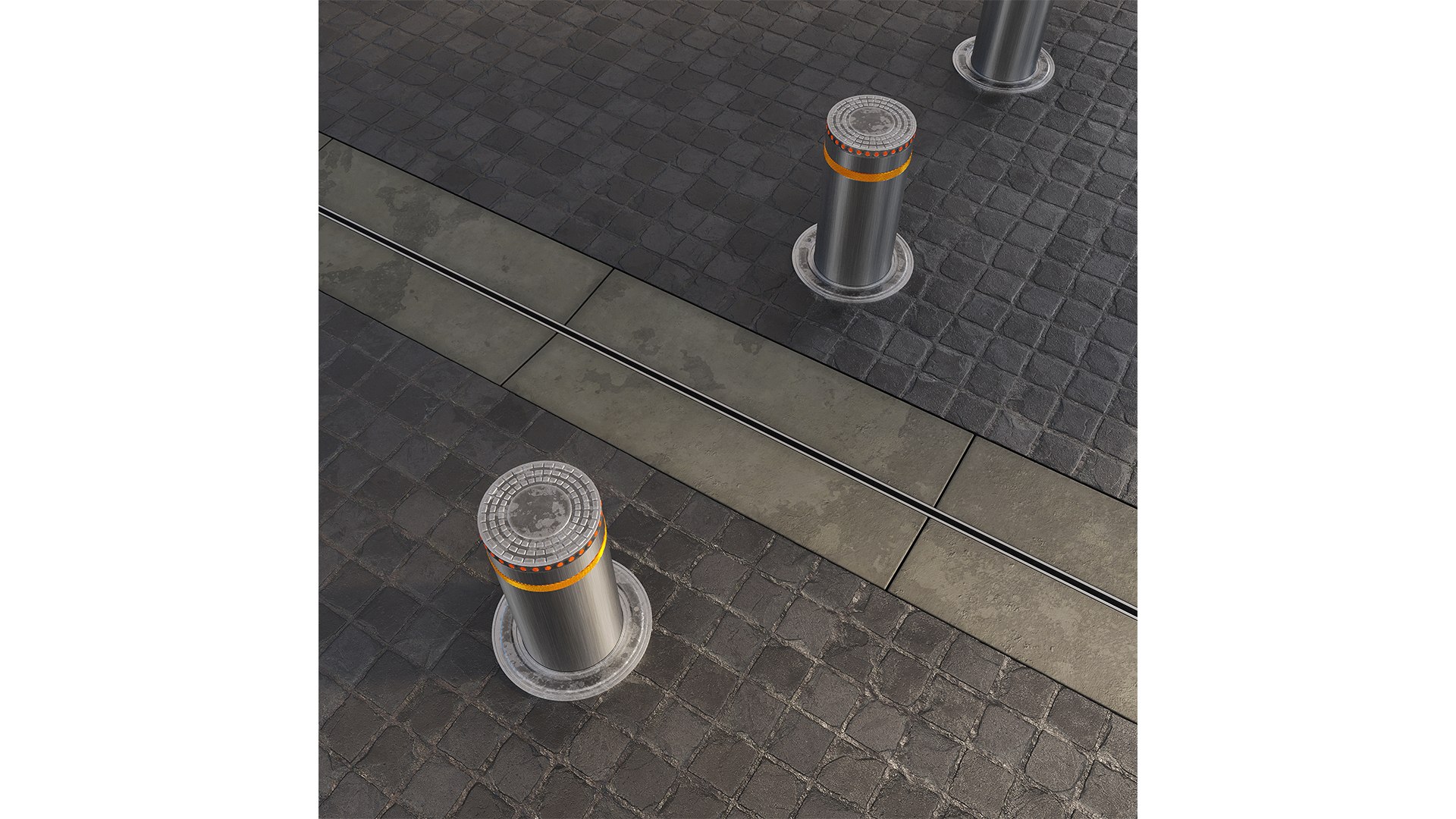 Road With Bollards 3D Model - TurboSquid 2253736