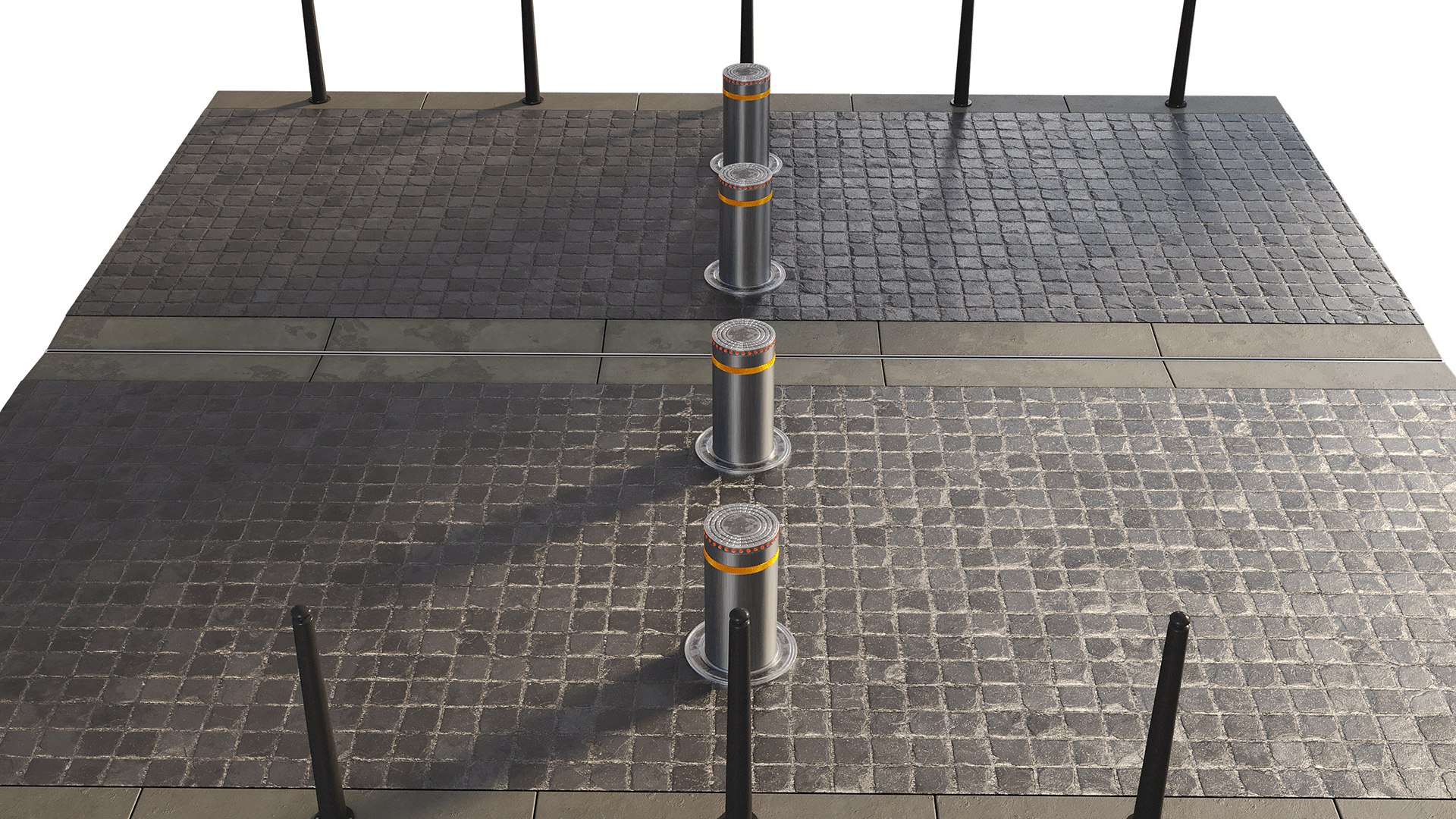 Road With Bollards 3D Model - TurboSquid 2253736
