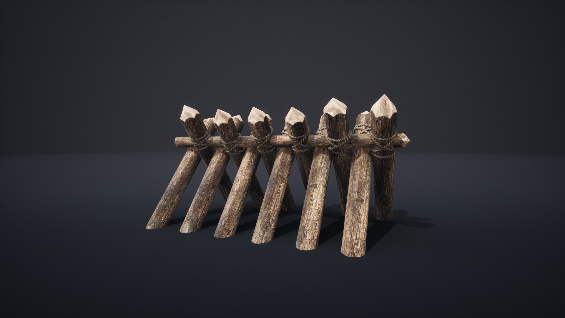3D PALISADE BARRIER BARRICADE WALL DAM MEDIEVAL VILLAGE WOODEN FORT ...