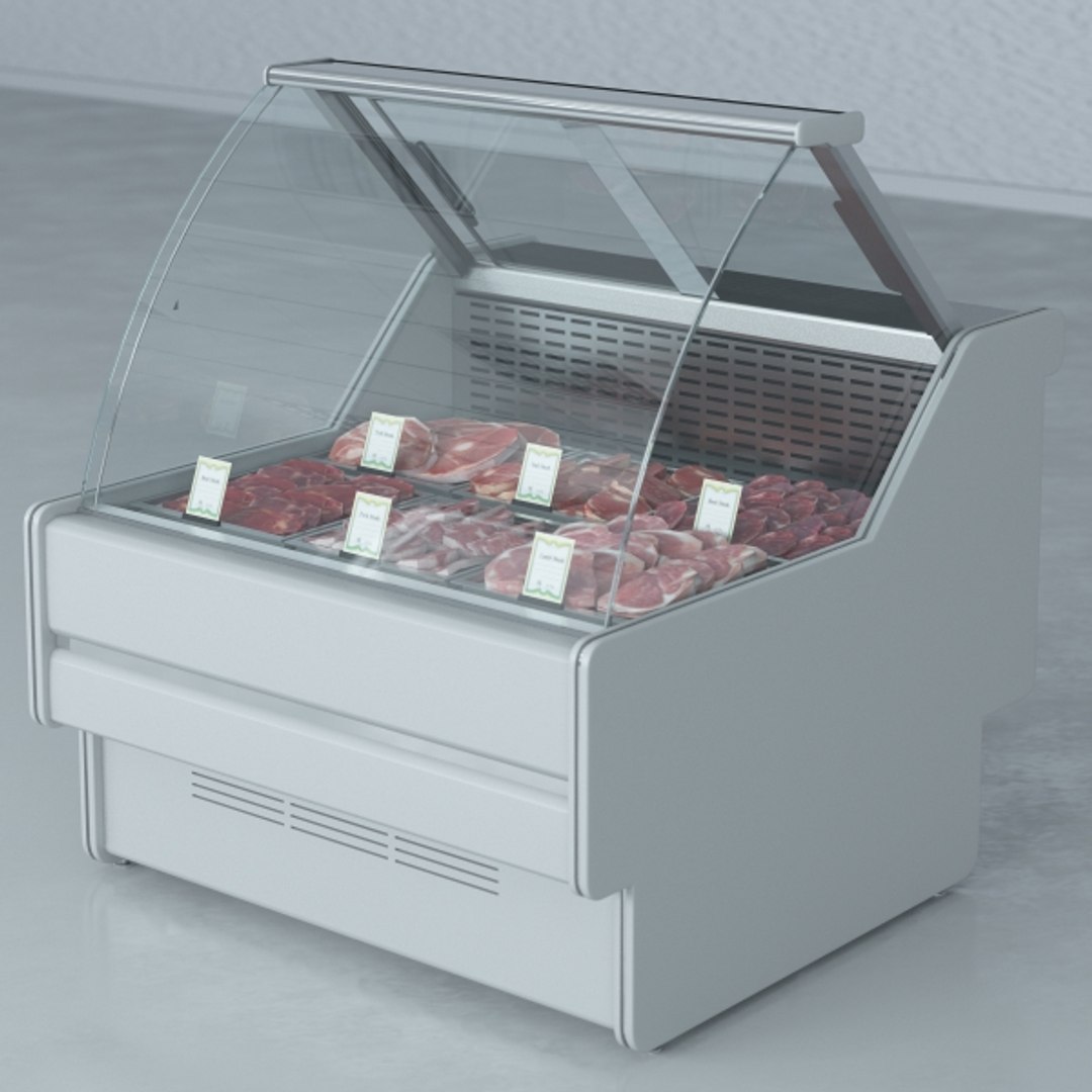 3d Custom Refrigerated Showcase Meat Model