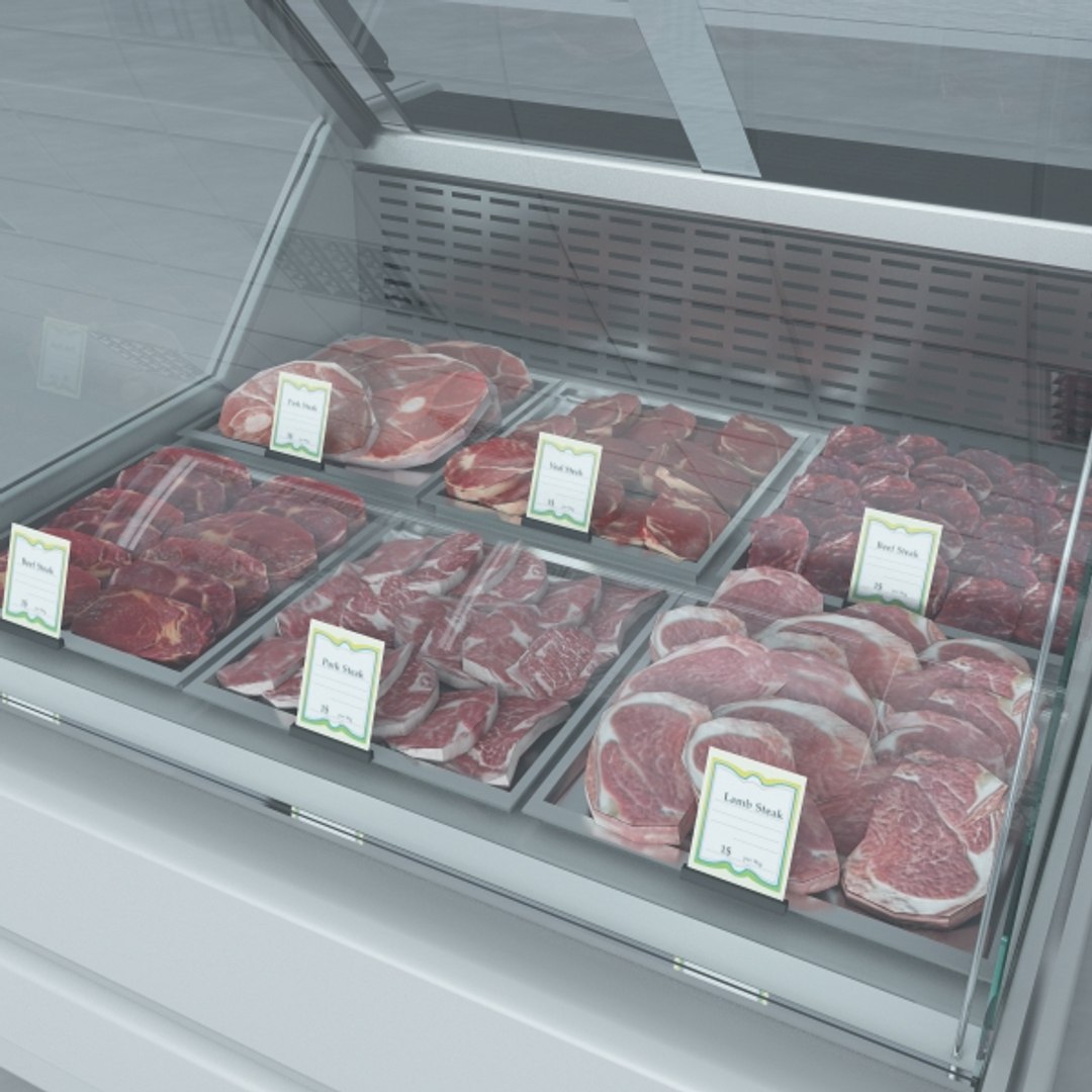 3d Custom Refrigerated Showcase Meat Model