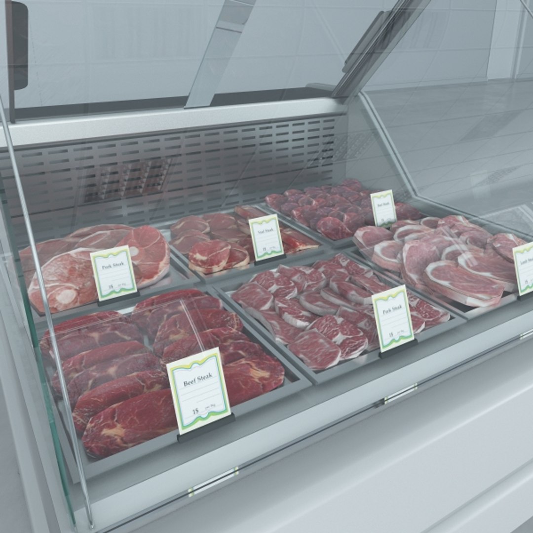 3d Custom Refrigerated Showcase Meat Model