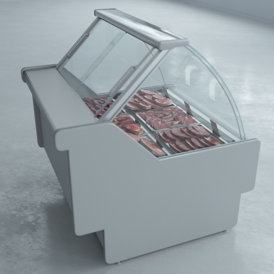 3d Custom Refrigerated Showcase Meat Model