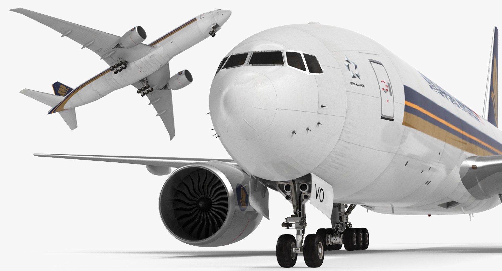 boeing 777 freighter singapore 3d model