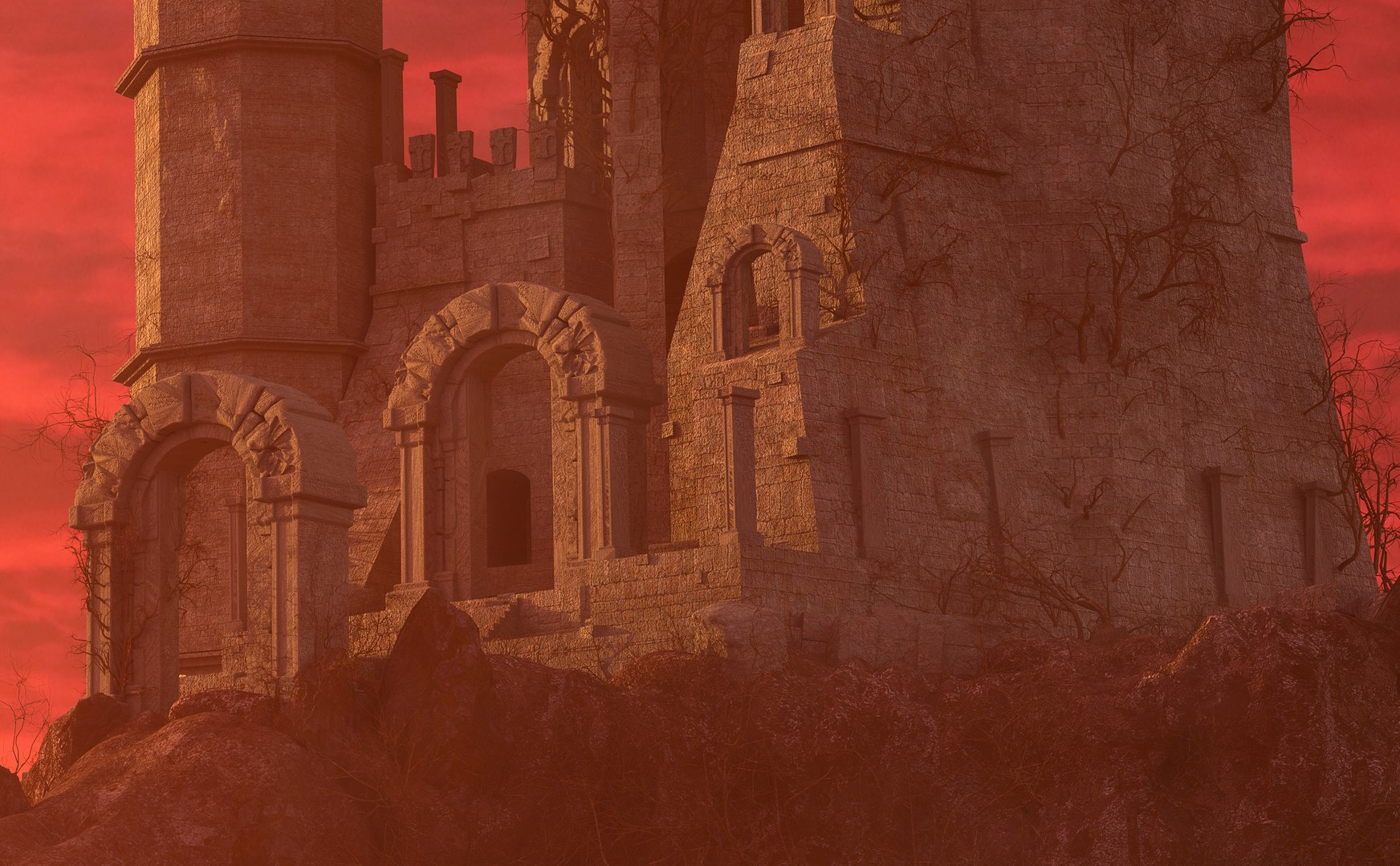 3D Fantasy Destroy Castle Model - TurboSquid 1856628