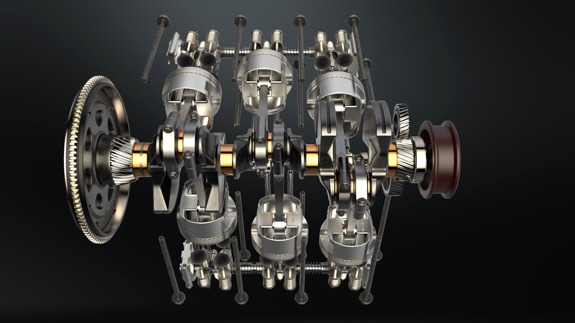 3D V6 Engine Working Animated - TurboSquid 1756751