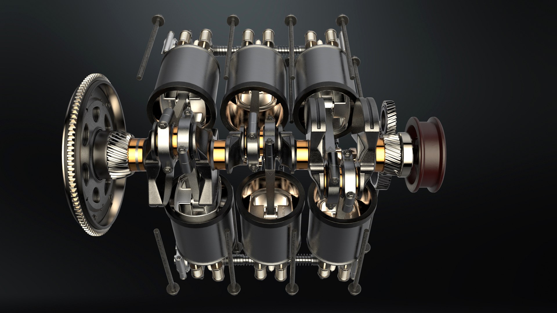 3D V6 Engine Working Animated - TurboSquid 1756751