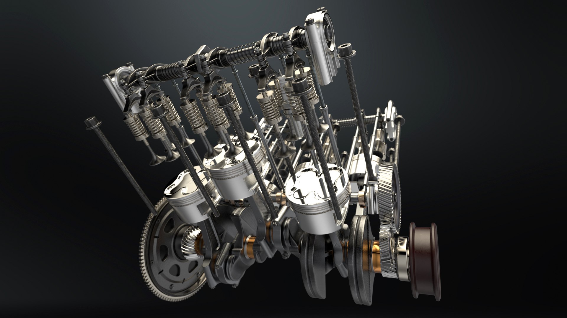 3D V6 Engine Working Animated - TurboSquid 1756751
