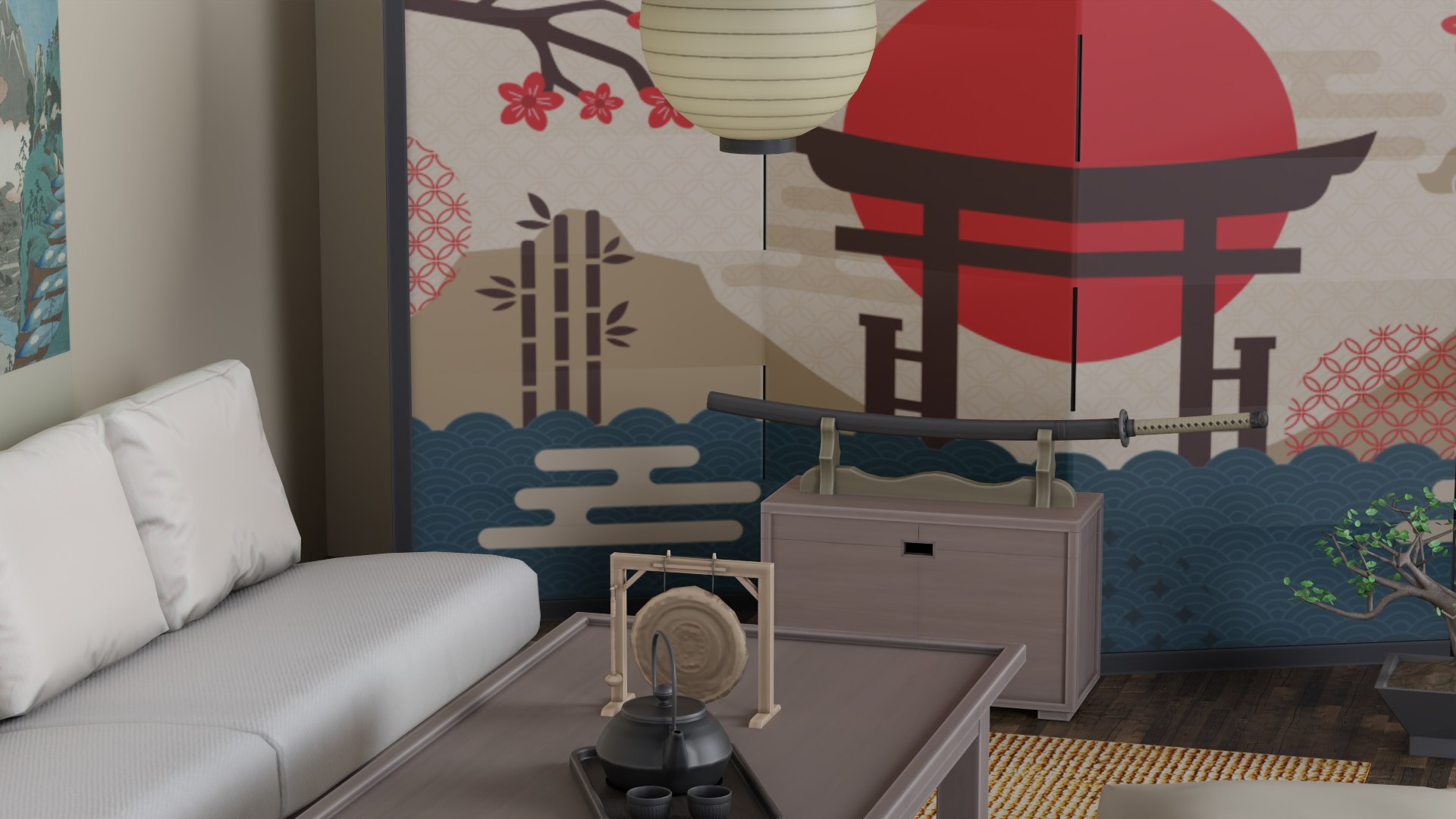 Japanese Living Room Set 3D Model - TurboSquid 2285579