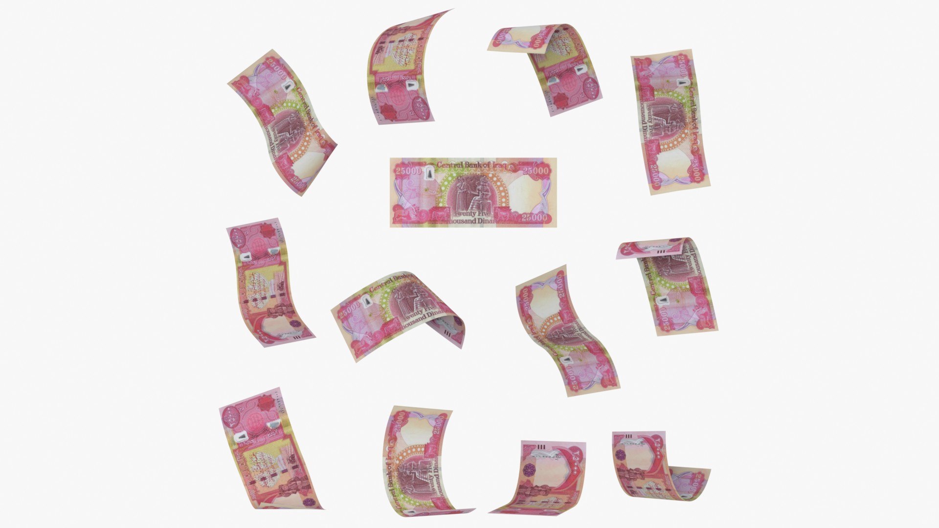 modèle 3D de Irak 25000 billets de banque en baisse - TurboSquid 2517336