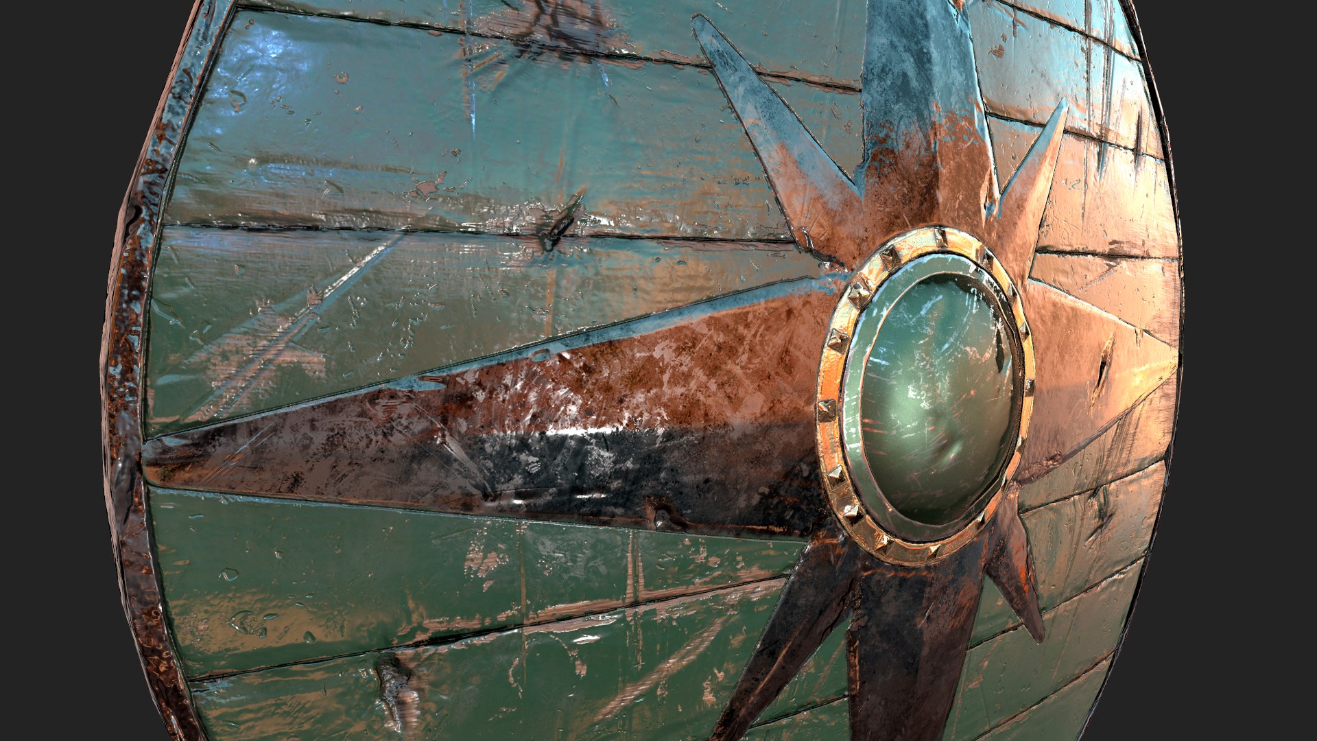 3D viking historical green shield - TurboSquid 1455597
