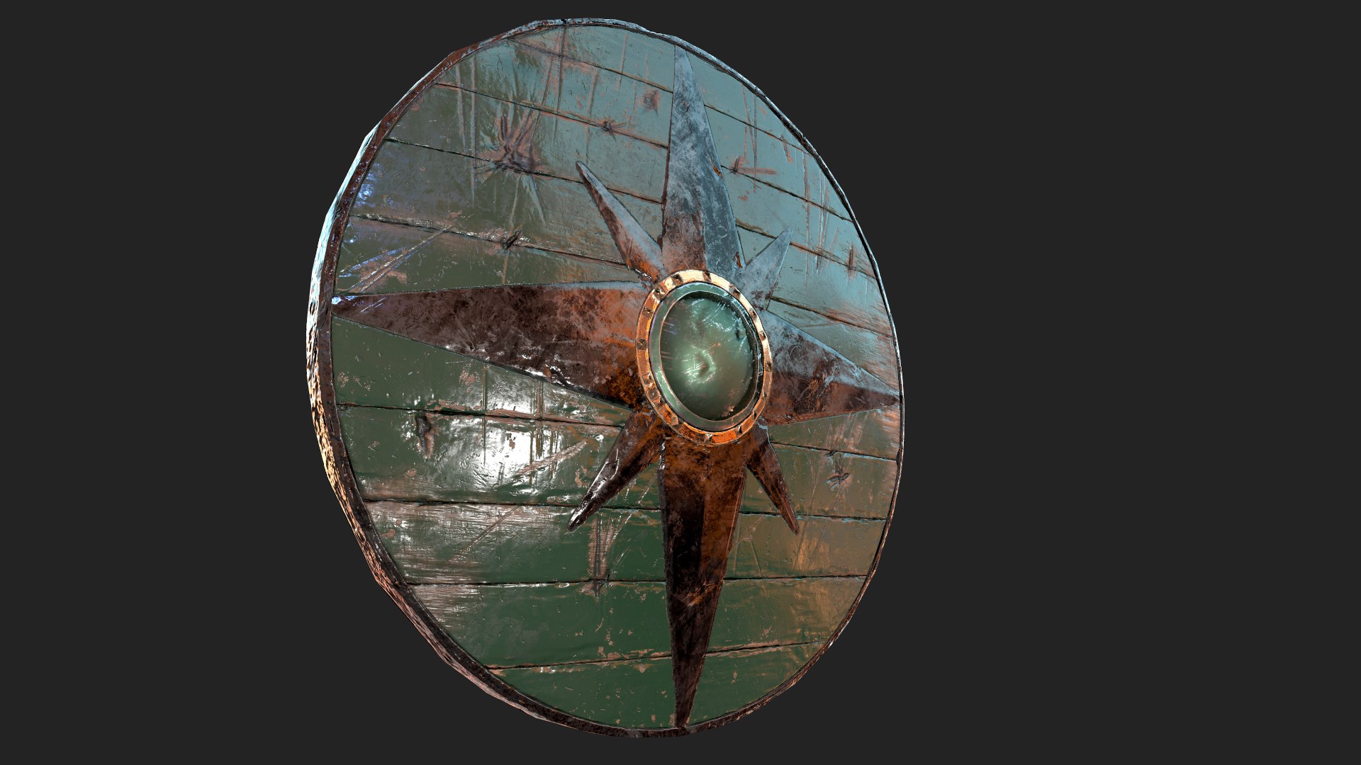 3D viking historical green shield - TurboSquid 1455597