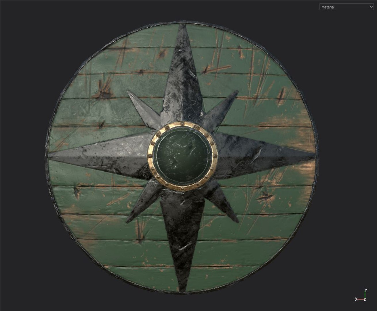 3D viking historical green shield - TurboSquid 1455597