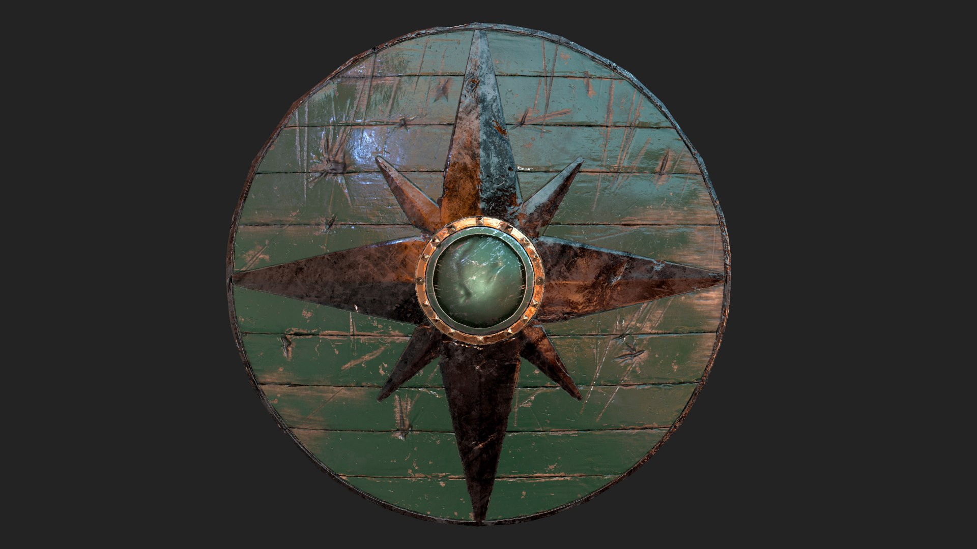 3D viking historical green shield - TurboSquid 1455597