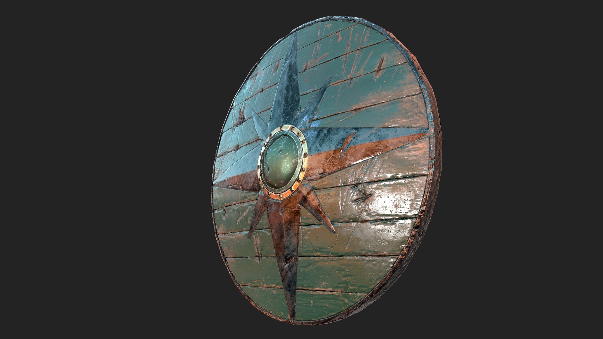 3D viking historical green shield - TurboSquid 1455597