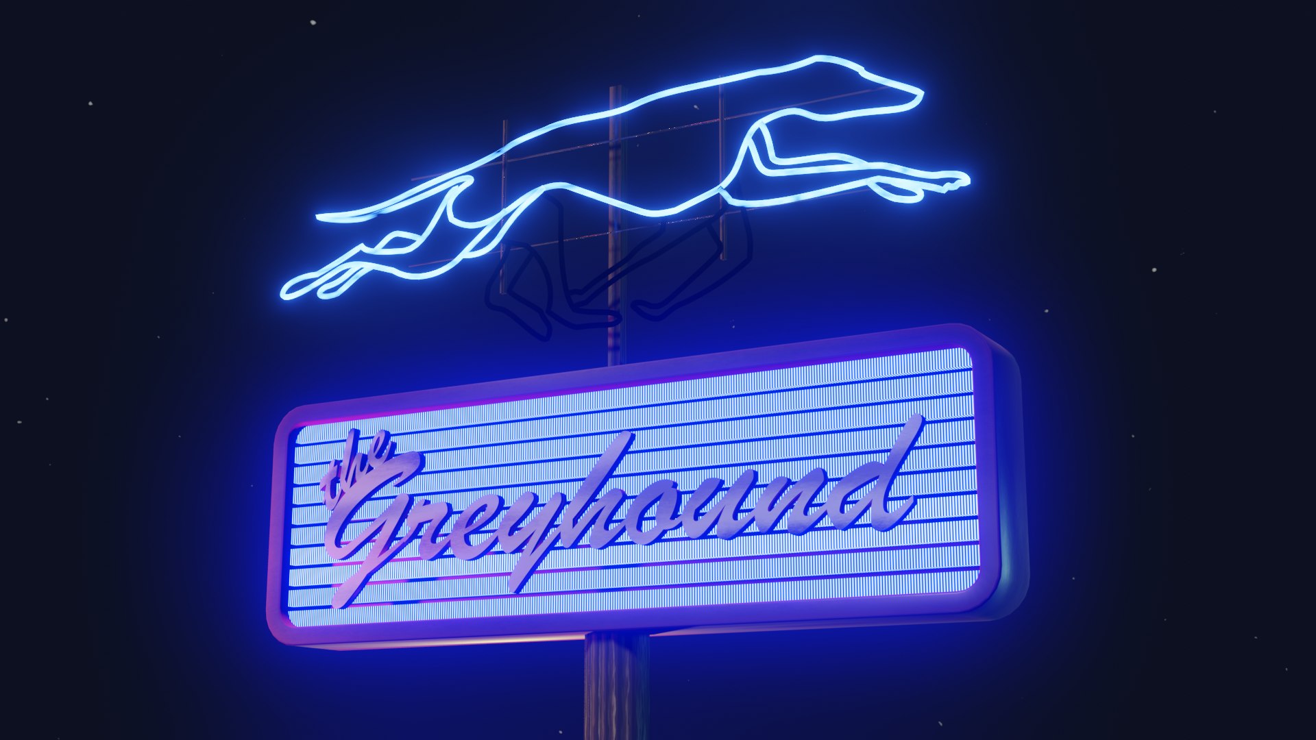 3D Vegas Casino Bar Neon Light The Greyhound - Animated - TurboSquid ...