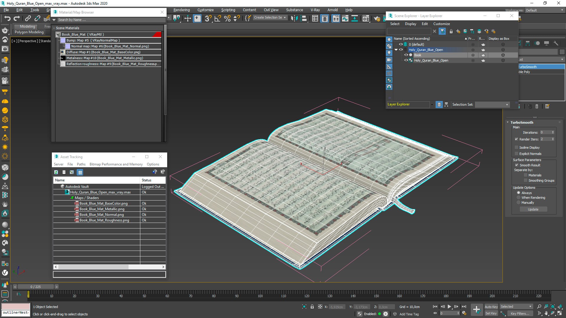 3D Model Holy Quran Blue Open - TurboSquid 2268591