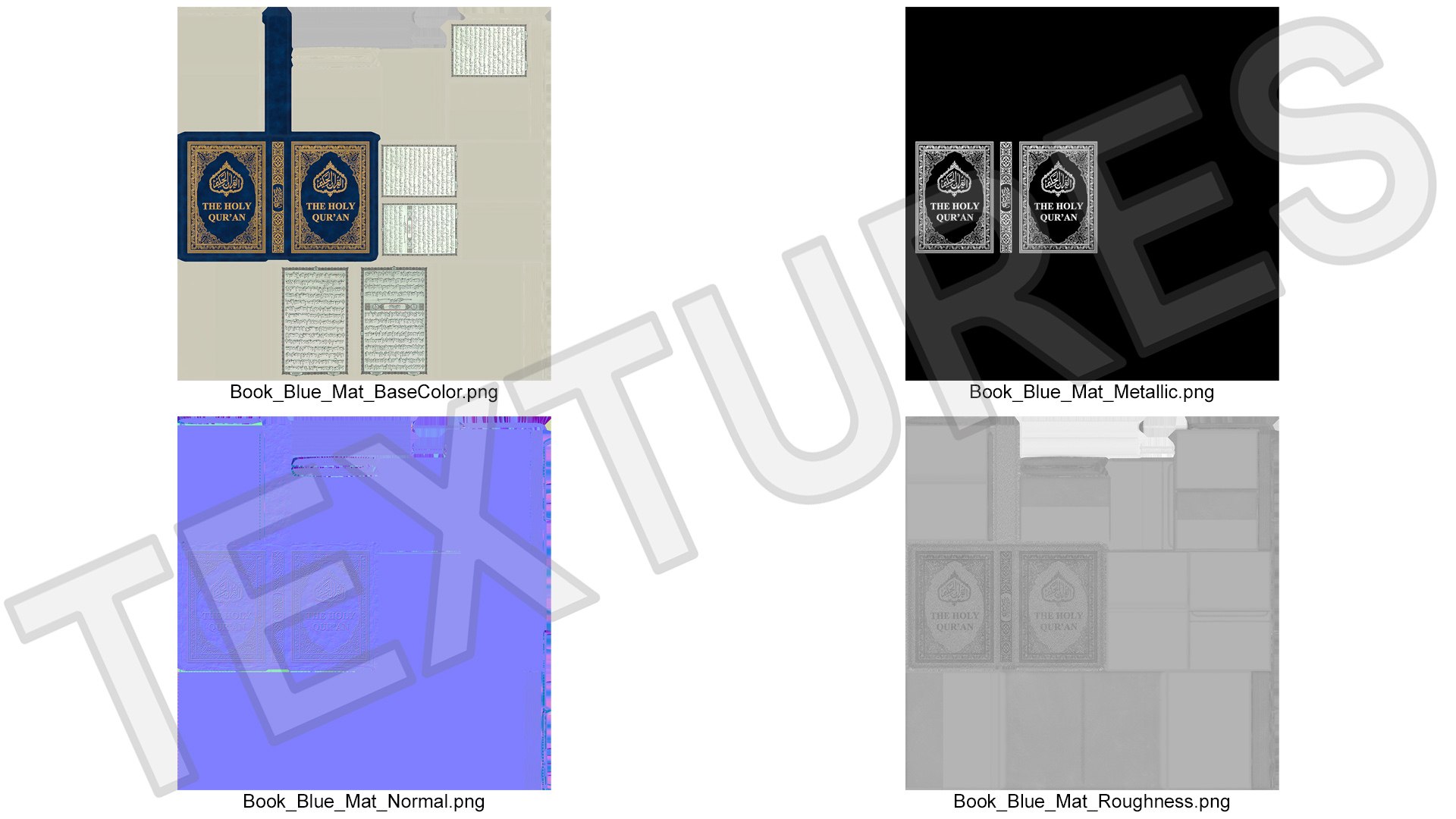 3D Model Holy Quran Blue Open - TurboSquid 2268591