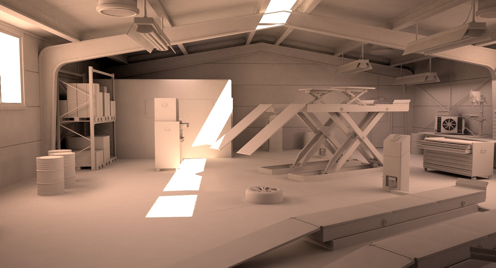 Automotive workshop interior scene 3D model - TurboSquid 1407587