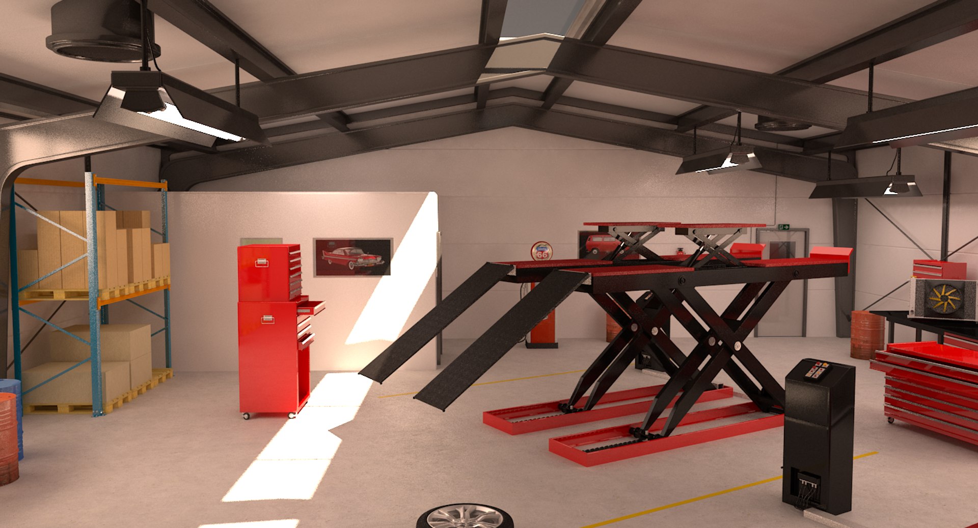 Automotive Workshop Interior Scene 3D Model - TurboSquid 1407587