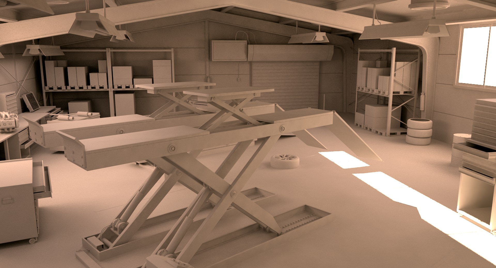 Automotive workshop interior scene 3D model - TurboSquid 1407587