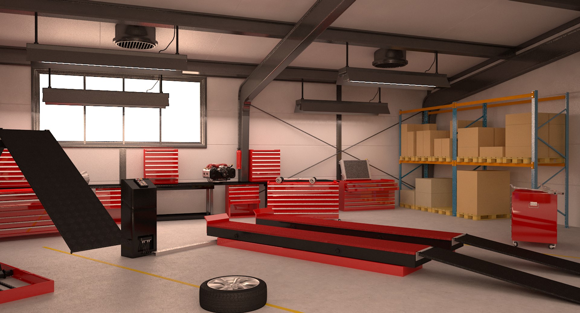Automotive Workshop Interior Scene 3D Model - TurboSquid 1407587