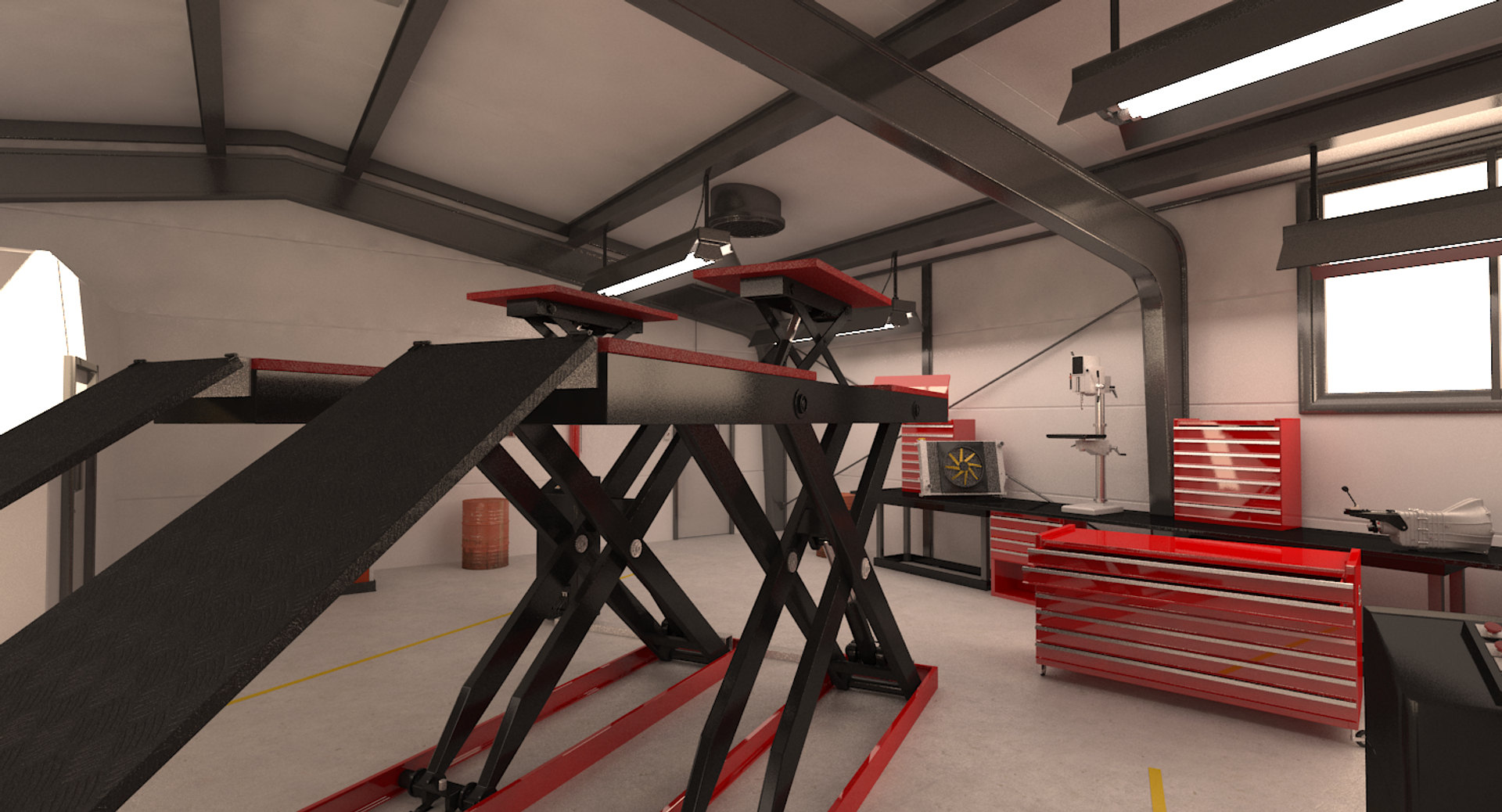Automotive Workshop Interior Scene 3D Model - TurboSquid 1407587