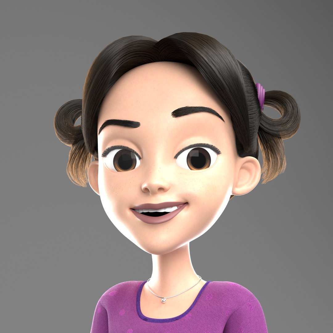 Riley Cartoon Girl Rigged 3D Model - TurboSquid 2192632