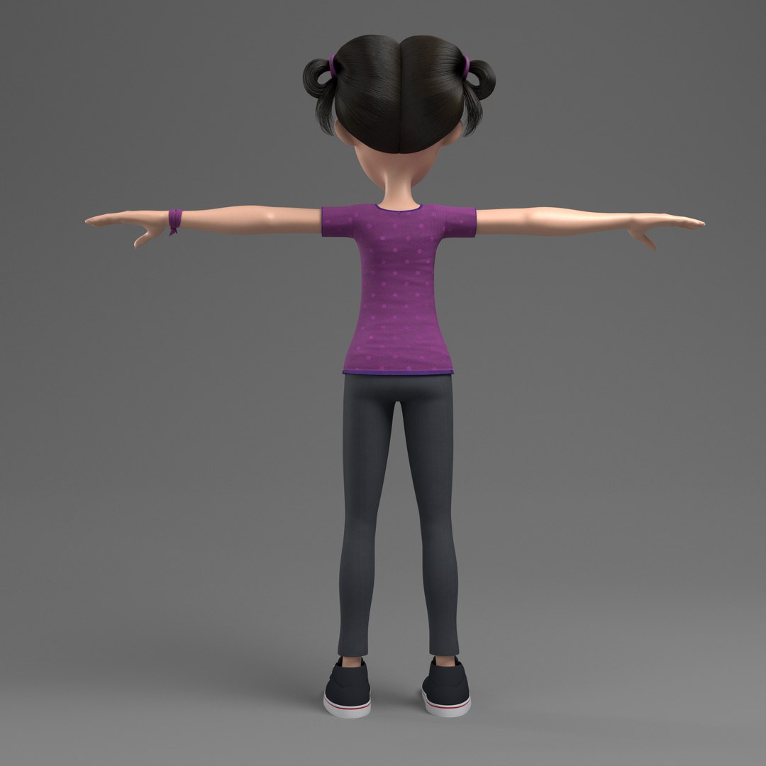 Riley Cartoon Girl Rigged 3D Model - TurboSquid 2192632