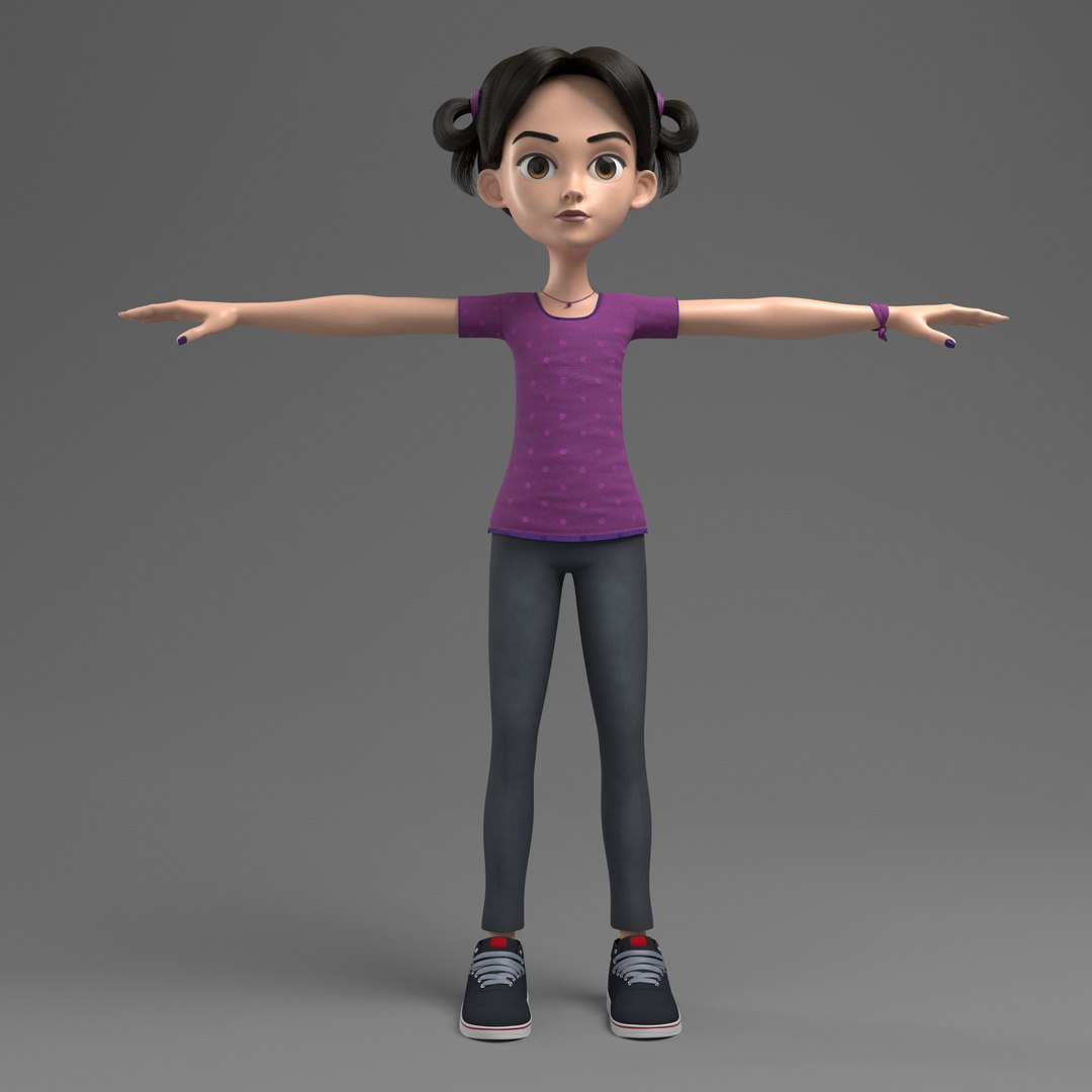 Riley Cartoon Girl Rigged 3D Model - TurboSquid 2192632