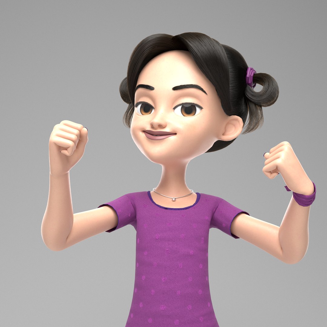 Riley Cartoon Girl Rigged 3D Model - TurboSquid 2192632