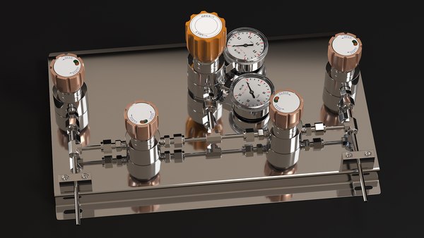 modelo 3d Panel de control de gases industriales de laboratorio ...