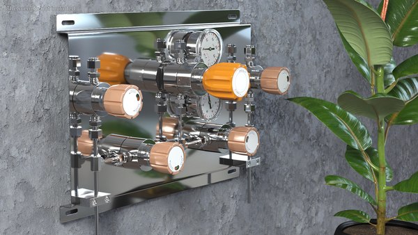 modelo 3d Panel de control de gases industriales de laboratorio ...
