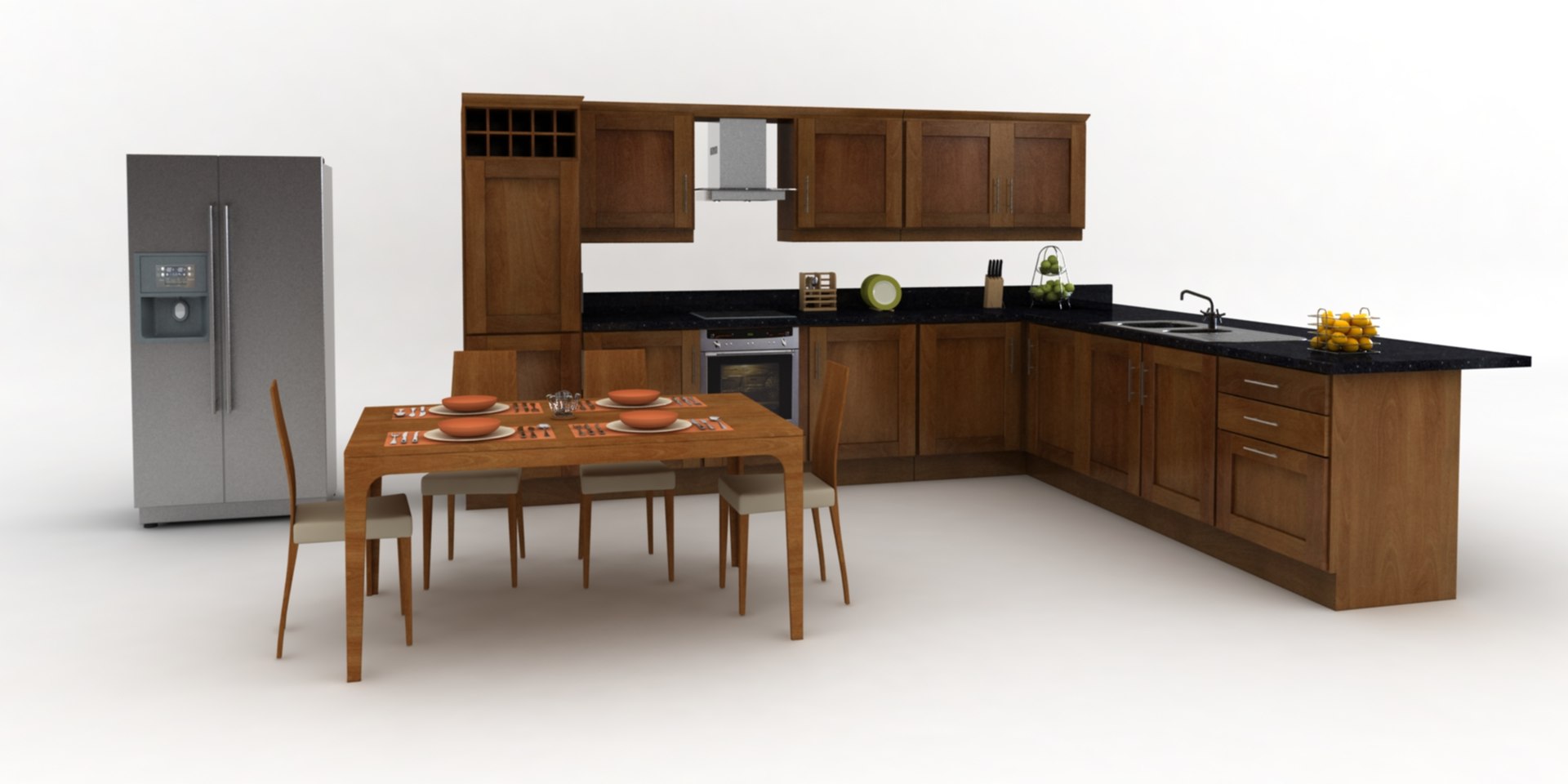 3d fitted kitchen dining table