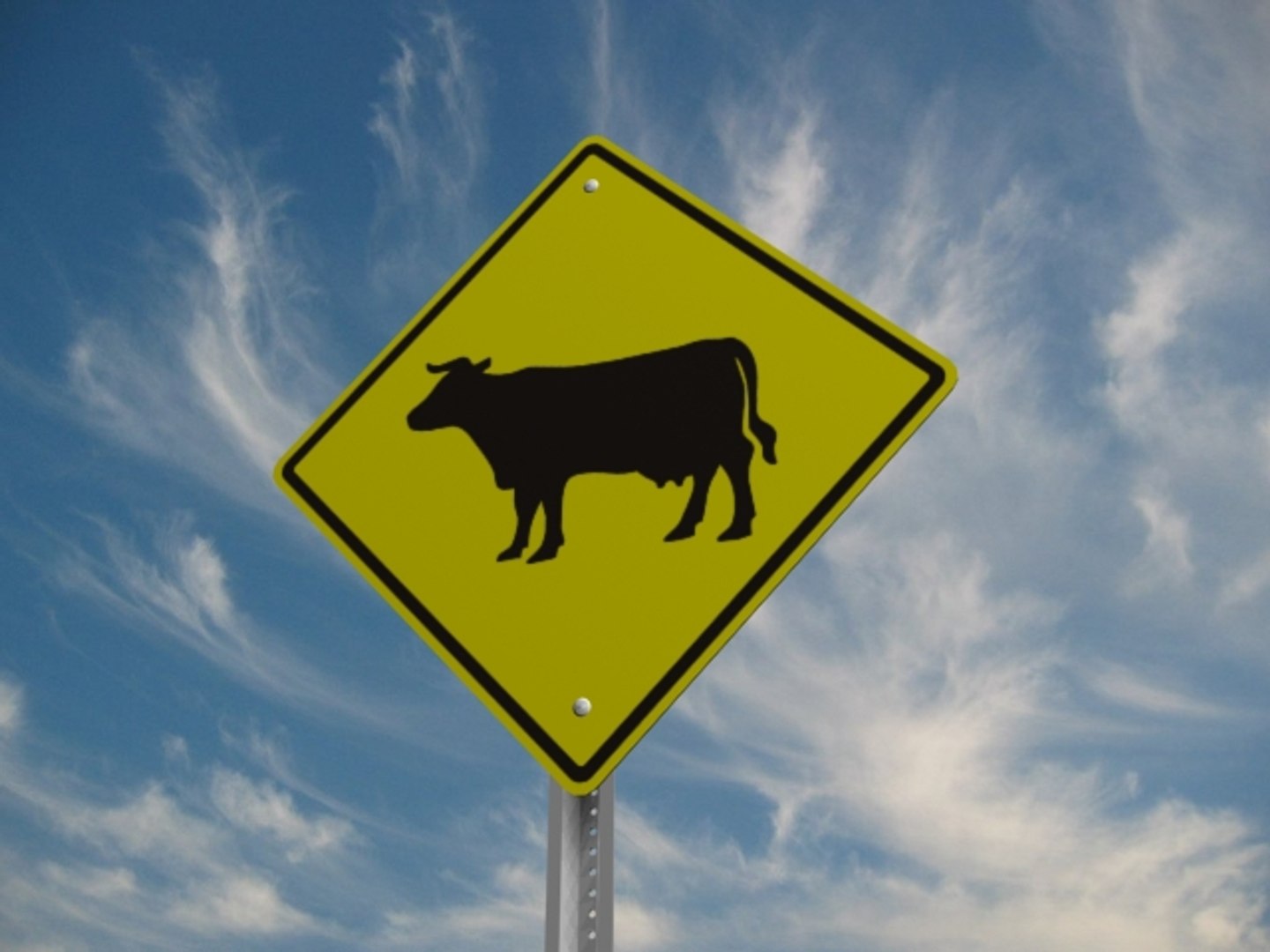 Cattle Crossing Street Sign 3d Model