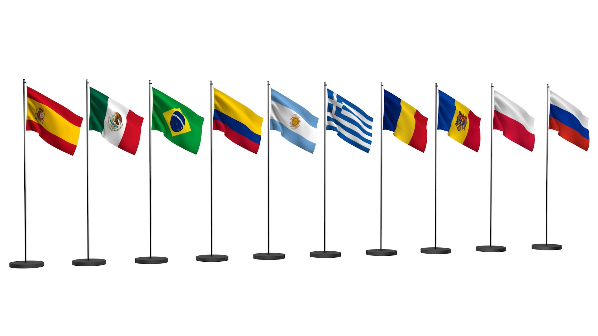 3D Flags Of Different Countries 30 Items - TurboSquid 1782181