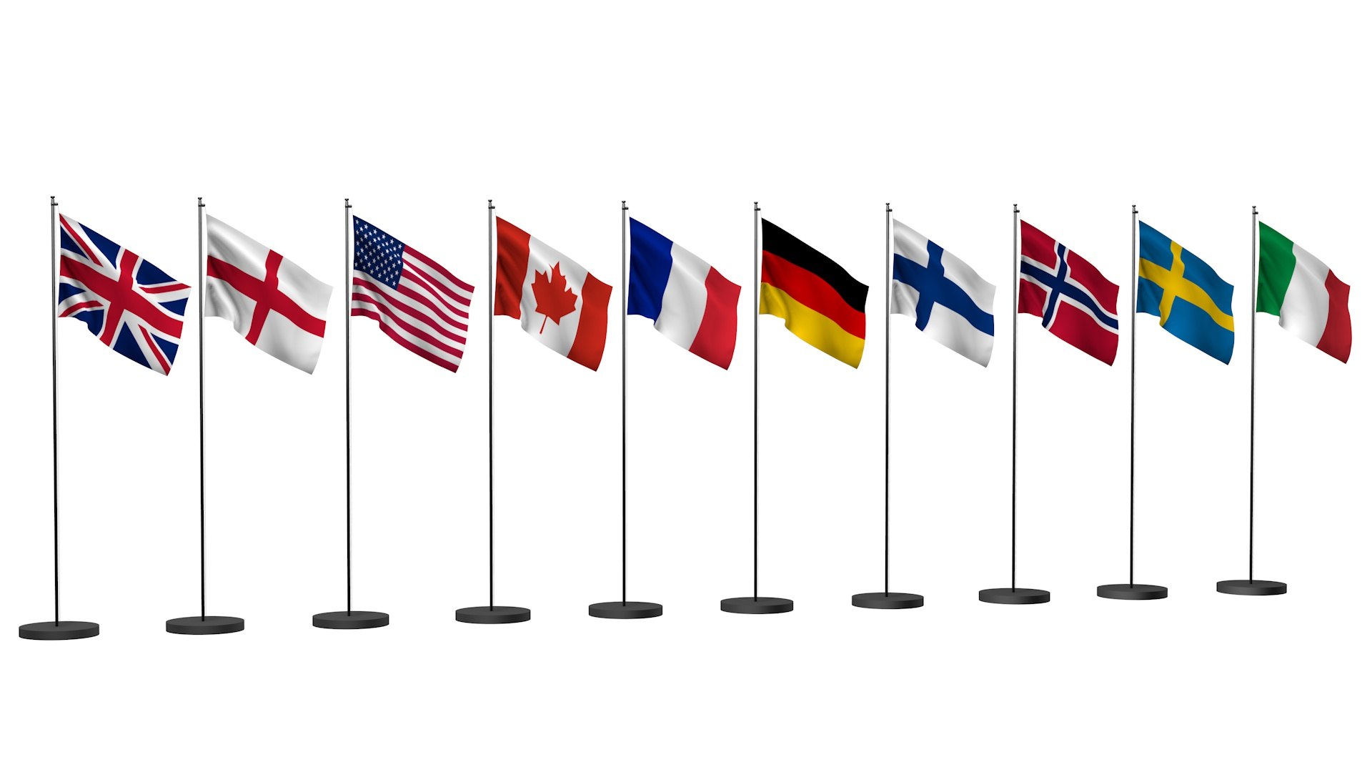 3D Flags Of Different Countries 30 Items - TurboSquid 1782181