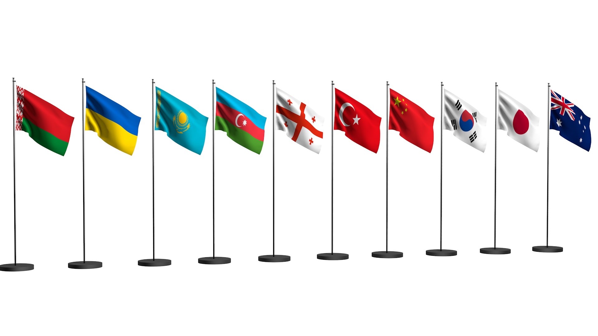 3D Flags Of Different Countries 30 Items - TurboSquid 1782181