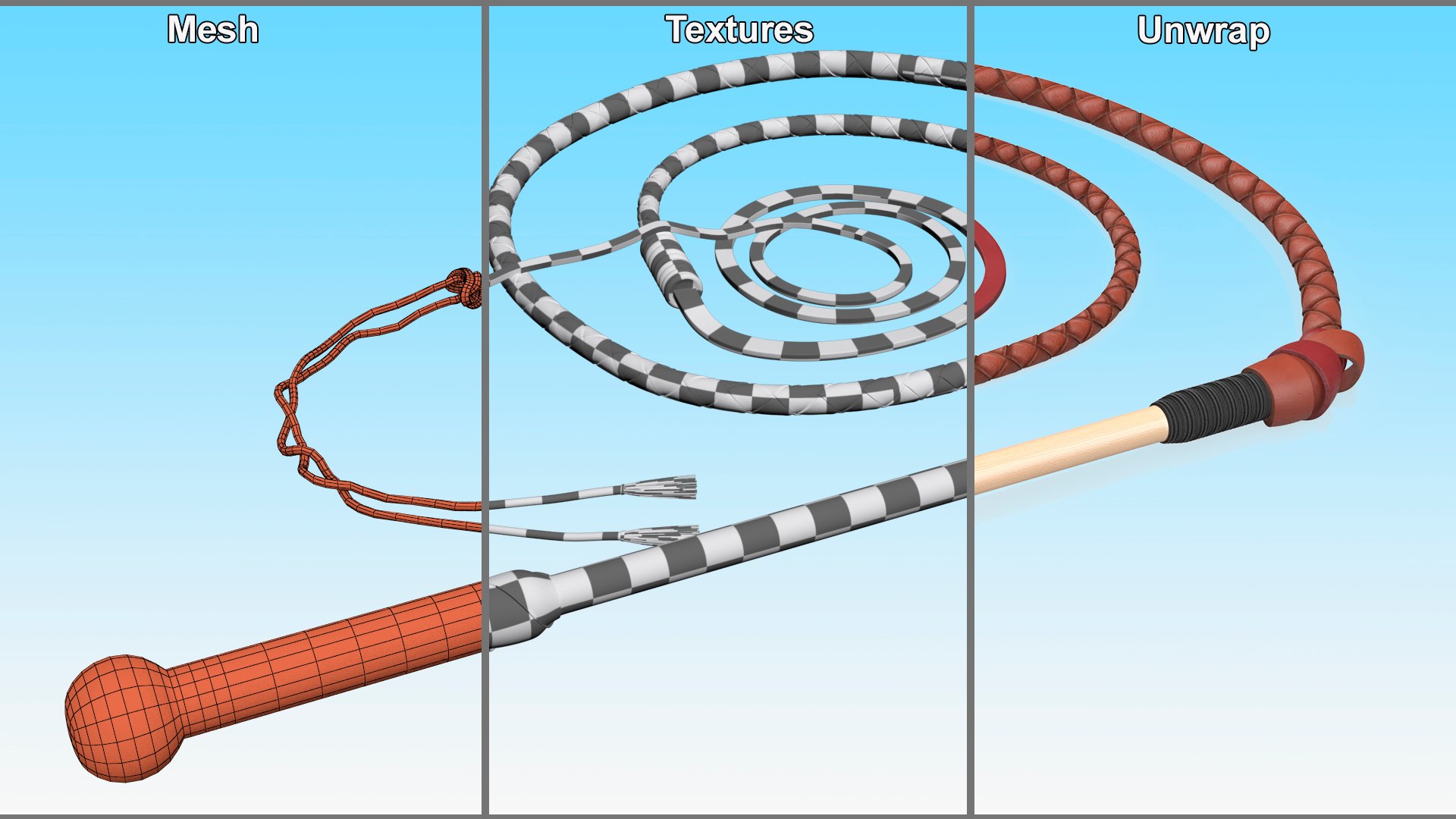 3D Braided Leather Bullwhip Coiled Brown Model - TurboSquid 2211442