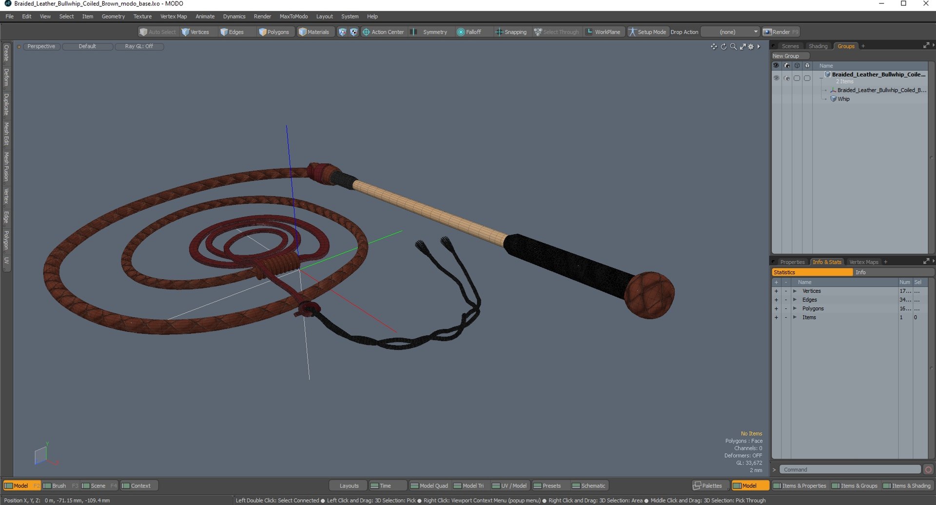 3D Braided Leather Bullwhip Coiled Brown Model - TurboSquid 2211442