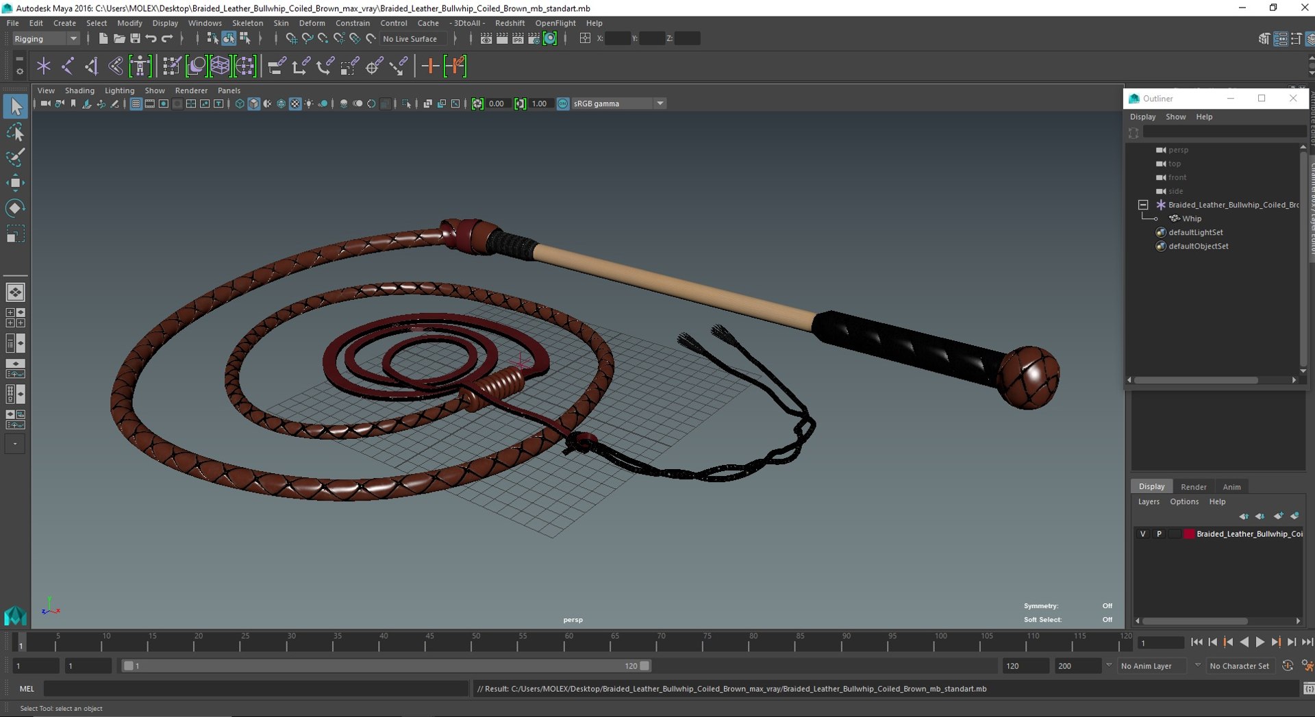 3D Braided Leather Bullwhip Coiled Brown Model - TurboSquid 2211442